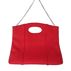 Synthetic Leather Fold Over Clutch (RED)