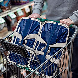 CleverMade SnapBasket Reusable Grocery Shopping Bags with Reinforced Bottom and Zippered Storage Pocket, Collapsible Durable Premium Utility Totes, 20L Size, Orange/Charcoal, 3 Pack