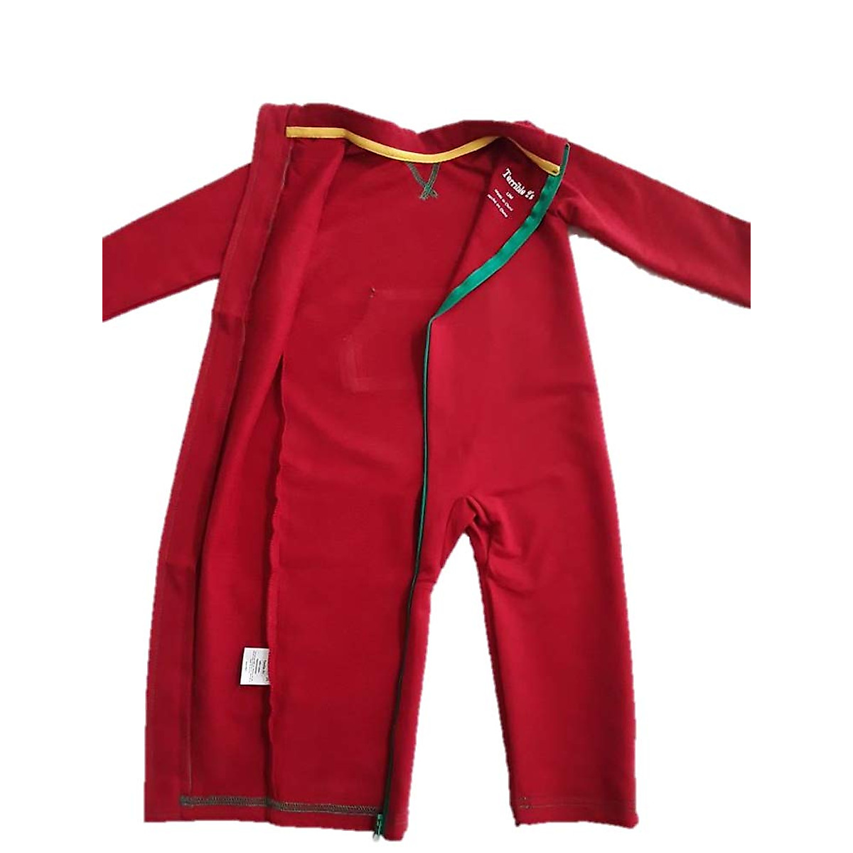 Terrible 2's Strip-Proof Toddler Romper in Red/Green (5T)