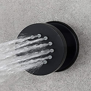Yalsfowe Shower Body Sprays Black, Round Shower Massage Spray Jets, Spa Massage Showerhead Brass, Angle Adjustable, High Pressure Shower Head Wall Mount,6pcs