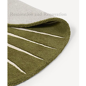 Restoration and Renovation Modern Round Area Rug – Hand-Tufted with 100% NZ Wool, Thick & Soft Circular Carpet for Living Room, Bedroom & Dining Room Decor (4' Round, Moss Green)