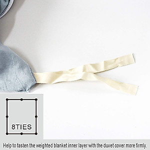 F.Y.Dreams 100% Washed Cotton Duvet Cover for Weighted Blanket 48x72 inches with 8 Ties, Zipper on Long Side/Light Blue/Just Duvet Cover