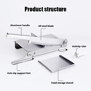 Wgwioo Frozen Meat Slicer, Manual Vegetable Cutting Machine, Stainless Steel Meat Cutter, Beef Mutton Roll Meat Cheese Food Slicer