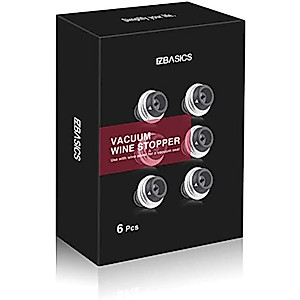EZBASICS Wine Saver Vacuum Stoppers Set of 6, Black