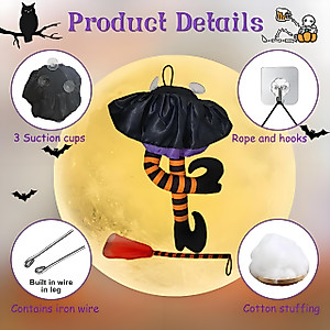 Outdoor Halloween Decorations Large Crashing Witch into Tree Hanging Decor, 24'' Pose-able Witches Legs Flying into The Door Window Wall Props Ornaments, Funny Witches Wreath Flying Crashed