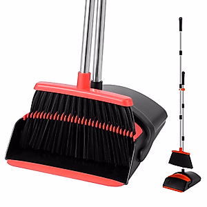 BSKLIN Broom and Dustpan Set House Brooms for Sweeping Indoor Collapsible Broom and Dust Pan Combo for Home Office Kitchen Lobby Floor Pet Hair Indoor&Outdoor Cleaning