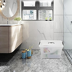 Readsky 4-Pack Clear Plastic Storage Latch Bin with Lids and Handle, 17 Liters