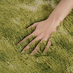Maxsoft M Fluffy Shag Bedroom Rug, 5x8 Feet Tie-dye Green Area Rugs for Living Room Nursery Bedside, Fuzzy Plush Dorm Rug for Girls Kids, Furry Carpet for Indoor Modern Soft Home Decor