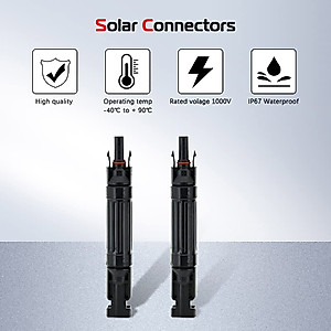 A ABIGAIL 2PCS 20A Solar Fuse Holder Inline Male and Female Connector 10 Amp PV Fuse for Solar Pannel Waterproof w/Fuse, Black, Male Female with Fuse 20A Fuse Connector Black