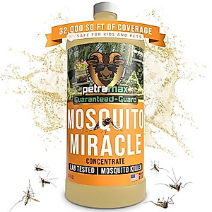 PetraMax Mosquito Miracle - Mosquito Spray for Yard, Mosquito Killer - Mosquito Fogger Liquid, Pet and Kid Safe Mosquito Yard Spray, Tested Formula - Mosquito Fogger Outdoor Spray, 32Oz