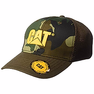 Caterpillar mens Acitve Mesh Stretch Baseball Cap, Woodland Camo, Large-X-Large US