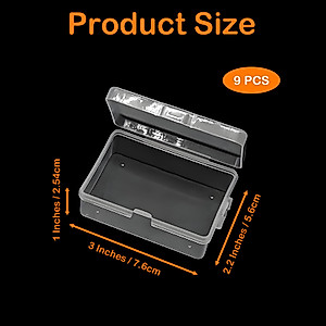 CUTEABC 9 Pieces Mini Plastic Clear Beads Storage Rectangular Empty Containers Box with Lids for Collecting Small Items,Beads,Jewelry,Business Cards,Game Pieces,Crafts Accessories (3 * 2.2 * 1 Inch)