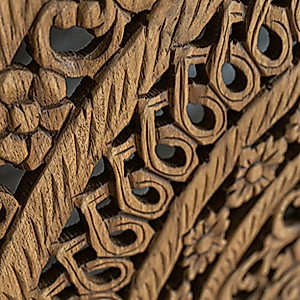 Moroccan Wooden Bed Headboards Hand Carved Panels Sculpture Wall Mounted Decor in Reclaimed Teak Wood 48 Inches