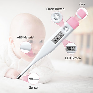 Snomd Digital Oral Thermometer for Adults and Children with LCD Display, Oral Thermometer for Baby with Fever Alarm Rectal & Underarm Use, Fast Reading Thermometer