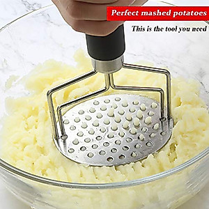 Potato Masher Stainless Steel, Potato Ricer, Potato Masher Hand, Masher Kitchen Tool, Ricer for Mashed Motatoes, Dual-Press Design