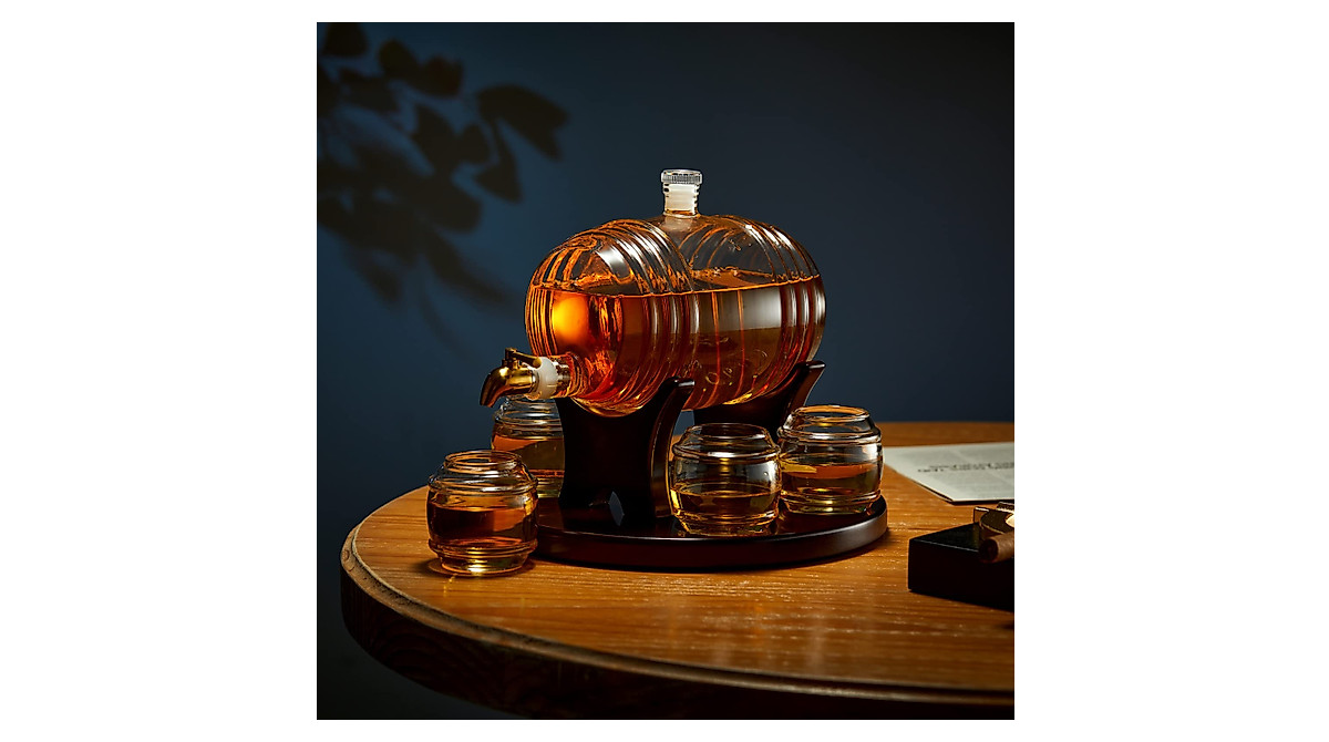 Whiskey Barrel Decanter Set | Premium Liquor Dispenser Gift