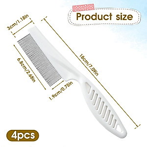 4pcs White Tick Comb for Dogs,Dog Flea Comb Cat Flea Comb Flea Comb for Kittens,Fine Tooth Tear Stain Remover,Large and Small Grooming Comb for Pets, Fine Tooth Tear Stain Remover