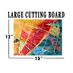 Red Painting Abstract Art Kitchen Glass Cutting Board Modern Decorative Gift Modern Wavy Contrast Design