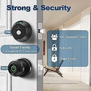 GeekTale Fingerprint Door Lock Set, Keyless Entry Door Lock with Smart Knob, Fingerprint Door Knob with Smart Deadbolt, Smart Locks with App Control for Front Door