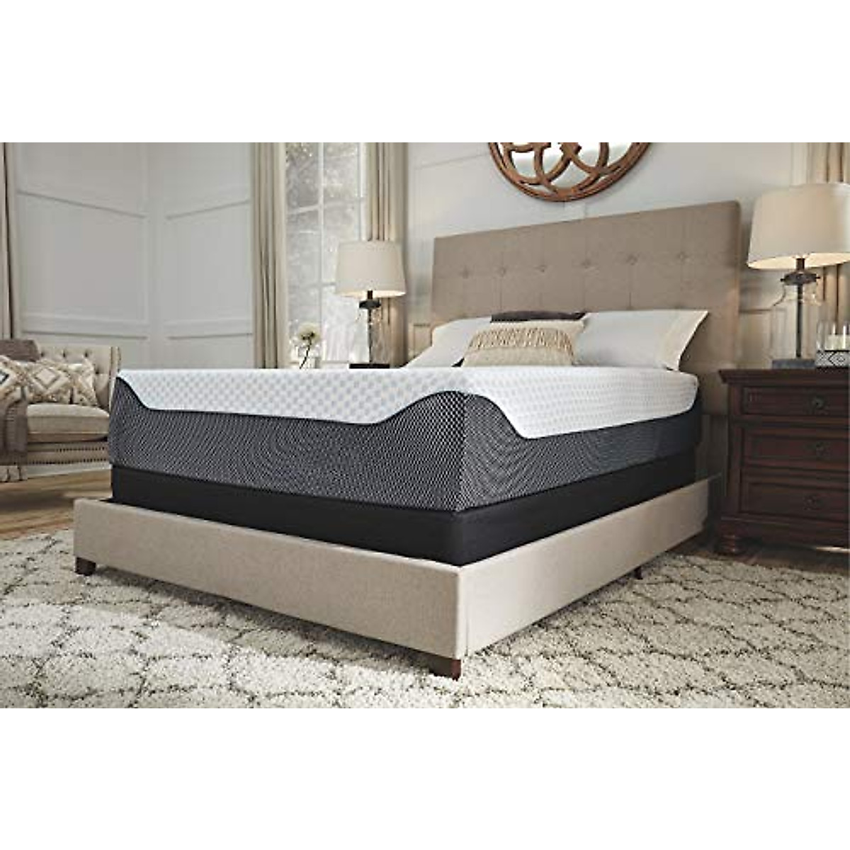 Signature Design by Ashley 14 Inch Elite Plush Mattress, Green Tea & Charcoal Infused Gel Memory Foam, California King