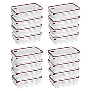Sterilite 03426604 16.0 Cup BPA Free Rectangle UltraSeal Food Storage Container, For Meal Prep, Leftovers, or Work Lunch, Dishwasher Safe, Red 16 Pack