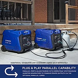 Westinghouse 4500 Peak Watt Super Quiet Dual Fuel Portable Inverter Generator, Remote Electric Start, Gas & Propane Powered, RV Ready 30A Outlet, Parallel Capable,Blue/Black