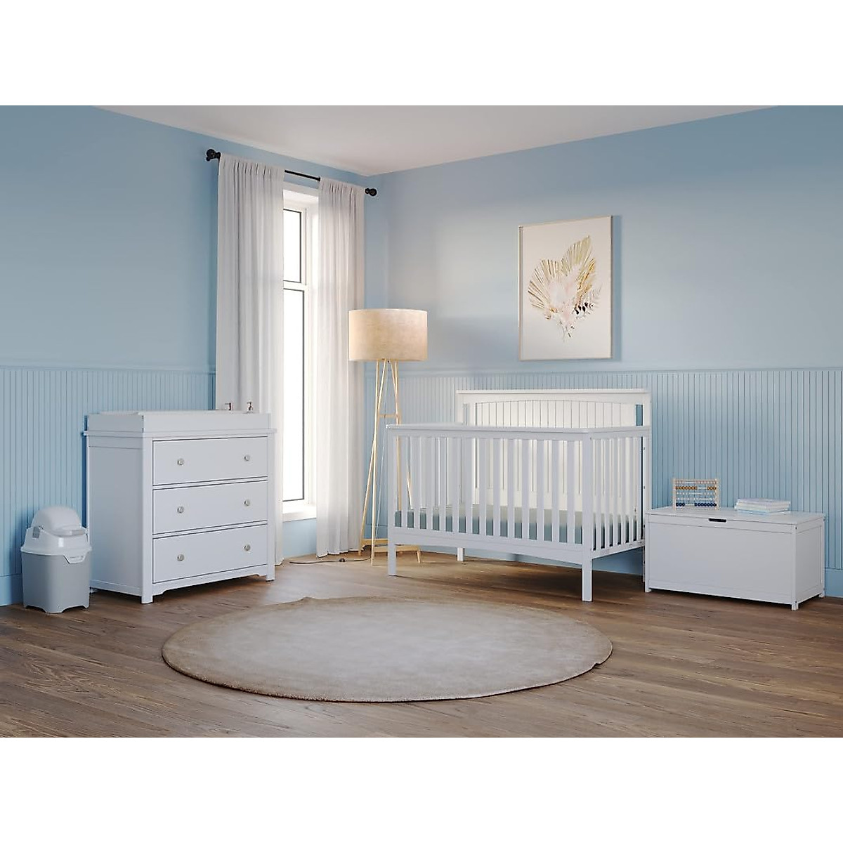 Child Craft Scout 4-in-1 Convertible Crib, Baby Crib Converts to Day Bed, Toddler Bed and Full Size Bed, 3 Adjustable Mattress Positions, Non-Toxic, Baby Safe Finish (Matte White)