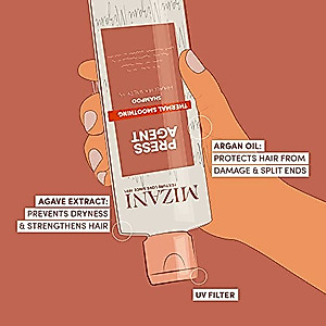 Mizani Press Agent Thermal Smoothing Sulfate-Free Shampoo, Pink Grapefruit, juciy Mandarin with a floral medley of Jasmine, Rose & Freesia, ending on notes of Musk & Wood., 8.5 fl. oz