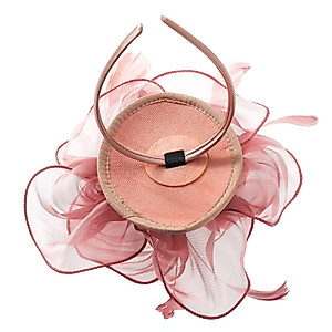 Fascinators Hats for Women Kentucky Derby Tea Party Hat Wedding Mesh Ribbons Cocktail Fancy Flower Feathers Fascinator Clip Pink