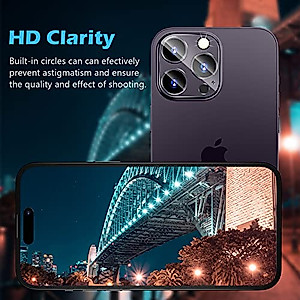 imluckies [3 Pack] Camera Lens Protector for iPhone 14 Pro 6.1" / iPhone 14 Pro Max 6.7", 9H Tempered Glass Film with Anti-Flash Ring, HD Clear, Scratch Resistant, Case Friendly, Easy Installation