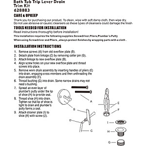 Artiwell Trip Lever Tub Trim Kit Set With Trip Lever Overflow Face Plate, Trip Lever Bathtub Drain with Strainer, Overflow and Matching Screws (BRUSHED NICKEL)