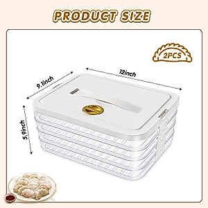 Nuanchu 2 Pcs 4 Layer Dumpling Storage Box for Freezer Food Container Refrigerator Dumpling Storage Box Plastic Cookie Storage Container Large Food Container Organizer Stackable Food Containers