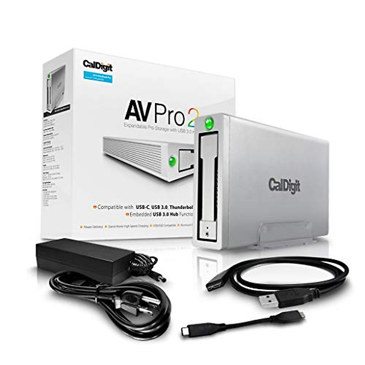 CalDigit AV Pro 2 Storage Hub USB C 5Gb/s External Drive - Charge up to 30W, 2016 MacBook, MacBook Pro, Thunderbolt 3 PC Compatible (6TB)