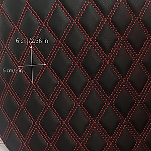Tong Gu Double Thread Quilted Faux Leather Vinyl Fabric Foam Backing Diamond Upholstery Material (Brown)