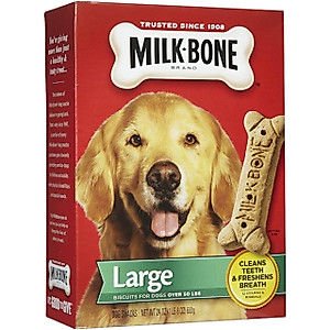 Milk-Bone Large Dog Treats - Pack of 1 Crunchy & Tasty Pet Snacks for Oral Care, Big Dogs, Made with Real Bone Milk.