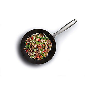 KitchenCraft MasterClass Master Class Professional Induction Ready 20cm Non-Stick Wok, Carbon Steel, Black, 20 cm (8 inch)