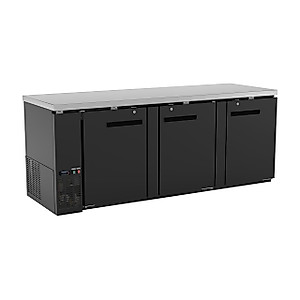 Krollen Industrial UBB-4-HC 90" Black Counter Height Solid Door Back Bar Refrigerator Beverage Cooler for Beer Soda Wine with LED Lighting
