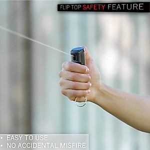 Police Magnum Keychain Pepper Spray Flip Top Safety- Maximum Heat Strength OC with Dye- Tactical Women & Men's Self Defense- Made in The USA- 3 Pack Black FT