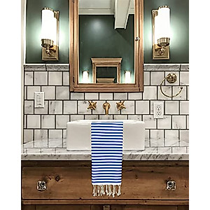 Lykialinens Turkish Hand Towel Set of 2 - Decorative Hand Towels for Bathroom and Kitchen - 100% Cotton 17x40 Inches - Great for Bath and Farmhouse Boho Style Housewarming Decor Gifts (Royal Blue)