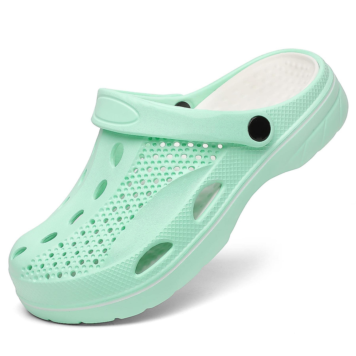 SOSOWHLTE Men's and Women's Arch Support Clogs Garden Shoes Slip-on Outdoor Beach Slippers with Removable Cushion Insole Green Size 7.5-8.5 Female,6-7 Male