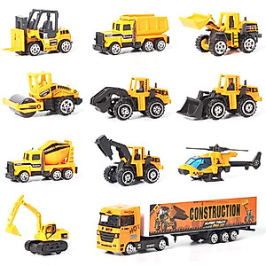 Jenilily Construction Toys Truck Die-cast Vehicle Transporter Car Set Excavator Dump Truck Digger Backhoe for Boys Kids 3 4 5 Years Old