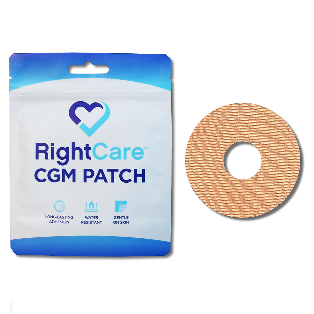 RightCare CGM Adhesive Patch for Libre Uncovered Circle (25-Pack), Tan