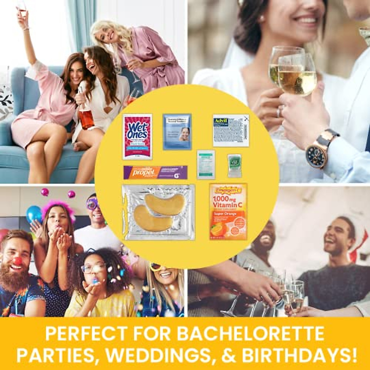 After Party Hang Over Kit Supplies for Bachelorette Party Favors, Bag Stuffers, Wedding Parties, 21st Birthdays & More - 7 Essential Drinking Supplies Per Set for by Real Vitamins (1 Set)
