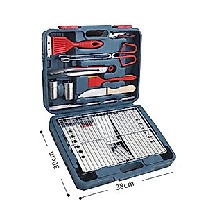 Gdrasuya10 Portable Charcoal Grills Set, Foldable Barbecue BBQ Grill Charcoal Stove Camping Cooker for Garden Outdoor BBQ