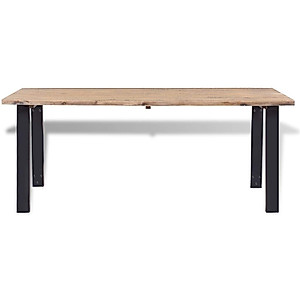 Daonanba Moderne Industrial Wood Dining Table Rectangular with Powder-coated Metal Leg 66.9"x35.4"