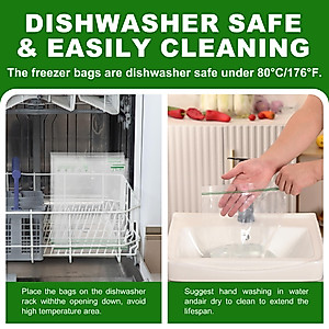 SPLF 15 Pack Reusable Gallon Freezer Bags Dishwasher Microwave Safe, 1 Gallon BPA Free Leakproof Food Storage Bags, Silicone Free Containers for Meal Prep, Fridge Kitchen Organization