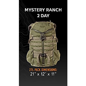 Mystery Ranch 2 Day Backpack - Tactical Daypack Molle Hiking Packs, Forest, L/XL
