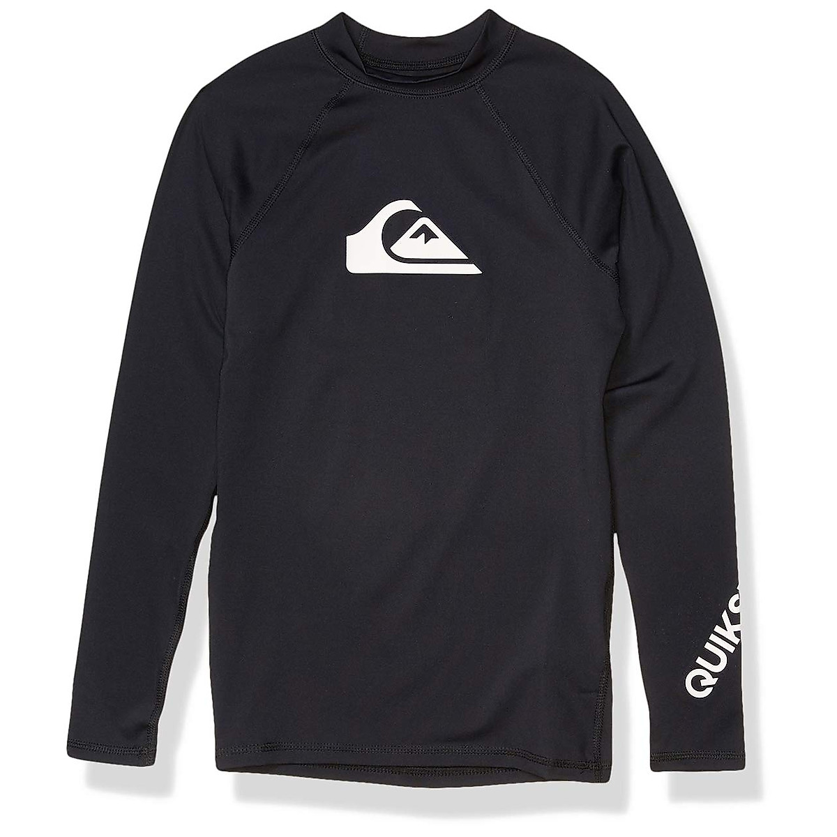 Quiksilver boys All Time Long Sleeve Youth Rashguard Surf Rash Guard Shirt, Black, Small US