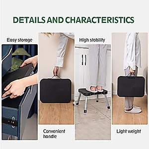 Topfun Step Stool, Hold up to 350lbs, 16x12in Large Platform Sturdy Folding Step Stools, 1-Step Steel Ladder, Portable Non-Slip Step Stools for Kids Adults Seniors at Indoor Outdoor (9 inch, Grey)