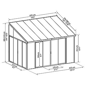 Palram - Canopia Sanremo 10x14 Enclosed Patio Cover with Screen Doors, White DIY Sunroom Kit Lean to Gazebo with Walls to Cover Patio Furniture, Deck, & Porch, UV Protected Polycarbonate Shelter